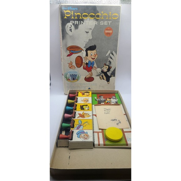 Disney | Toys | Vintage Walt Disneys Pinocchio Printer Stamp Set By ...